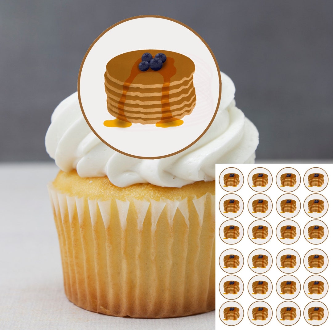 24 Pancakes Edible Cupcake Toppers PRECUT Optional Pancake House Theme ...