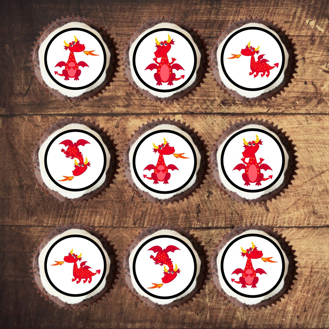 Red Dragons Edible Cupcake Toppers - Mythical Cake Decorations - Etsy