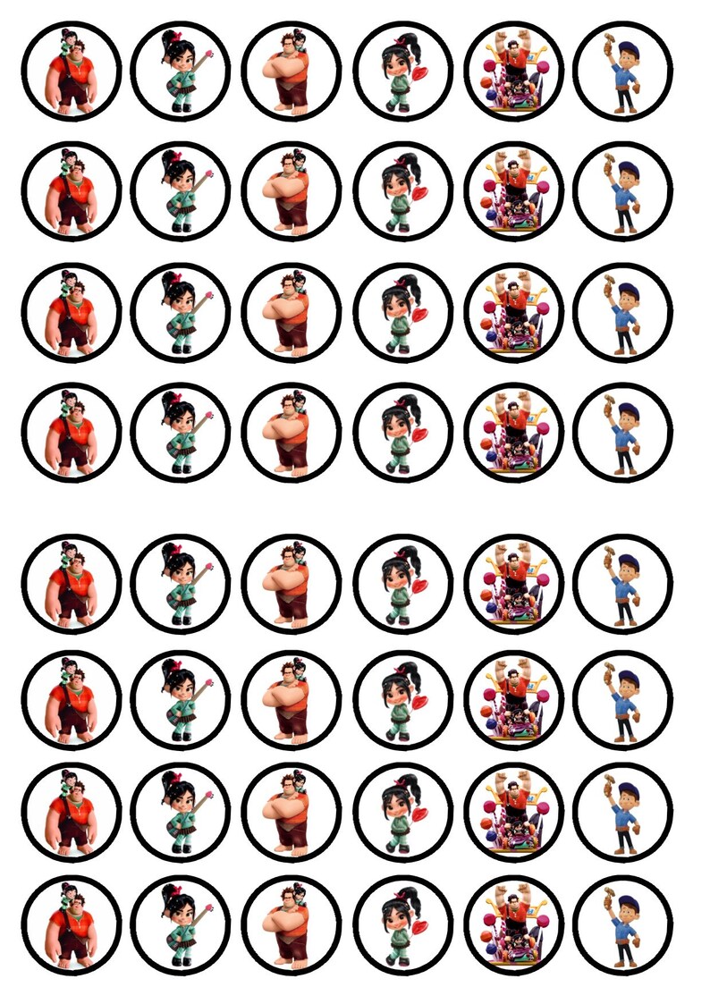 48 Wreck It Ralph Edible Mini Cupcake Toppers PRECUT - Etsy