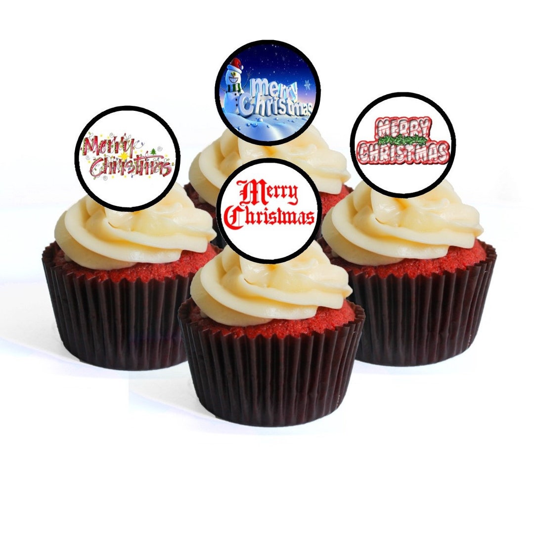 Christmas Mix Edible Cupcake Toppers - Wafer Card Festive Cake ...
