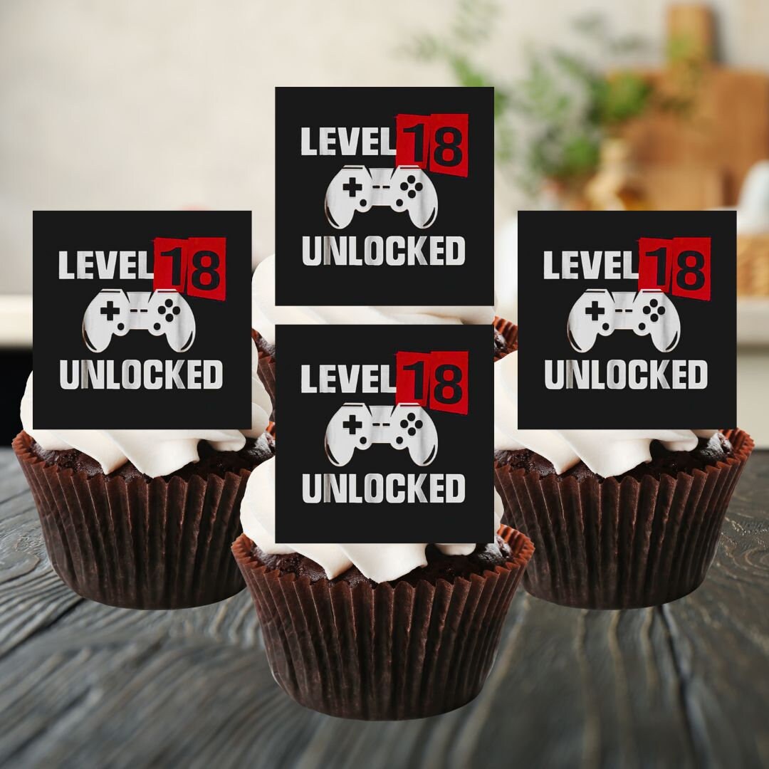 18th Birthday Edible Cupcake Toppers - Gamer Theme Cake Disc ...