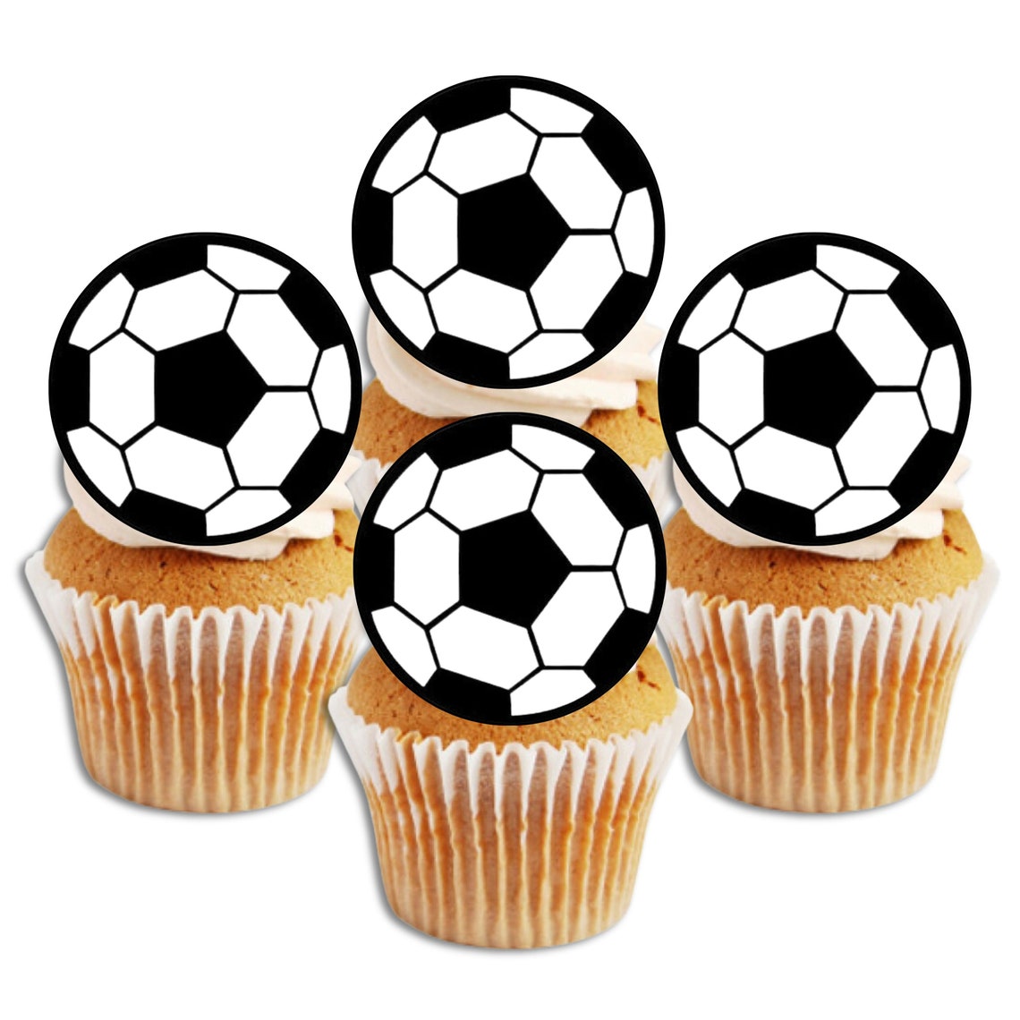 Football Edible Cupcake Toppers - Soccer Ball Cake + Cookie Decorations ...