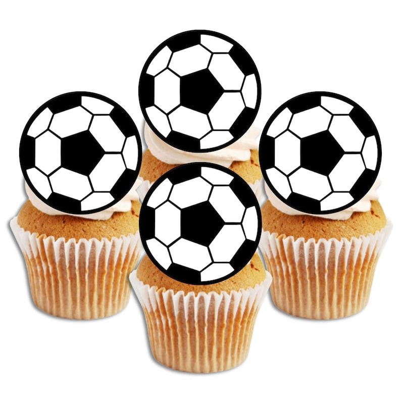 Football Edible Cupcake Toppers - Soccer Ball Cake + Cookie Decorations ...