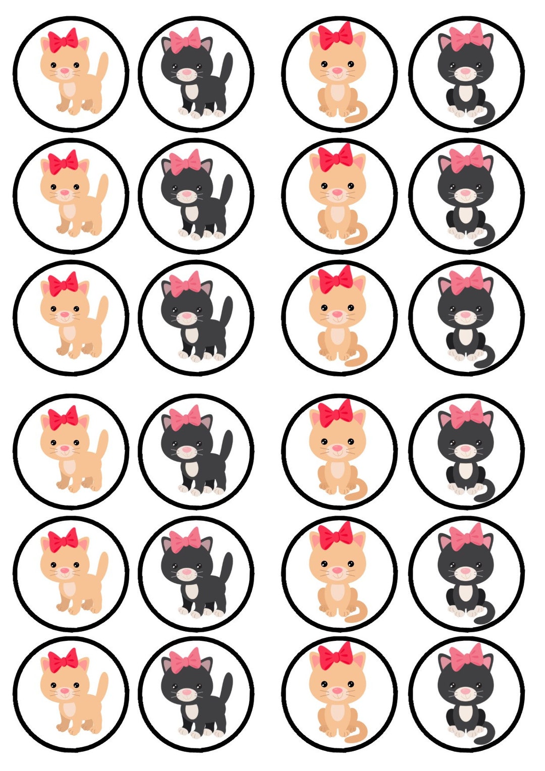 Cute Cats Kittens Edible Cupcake Toppers PRECUT Optional Stand Up/lie ...