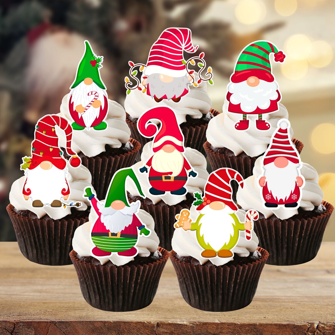 Gnomes Edible Cupcake Toppers - Christmas Elf Cake Decorations - Etsy