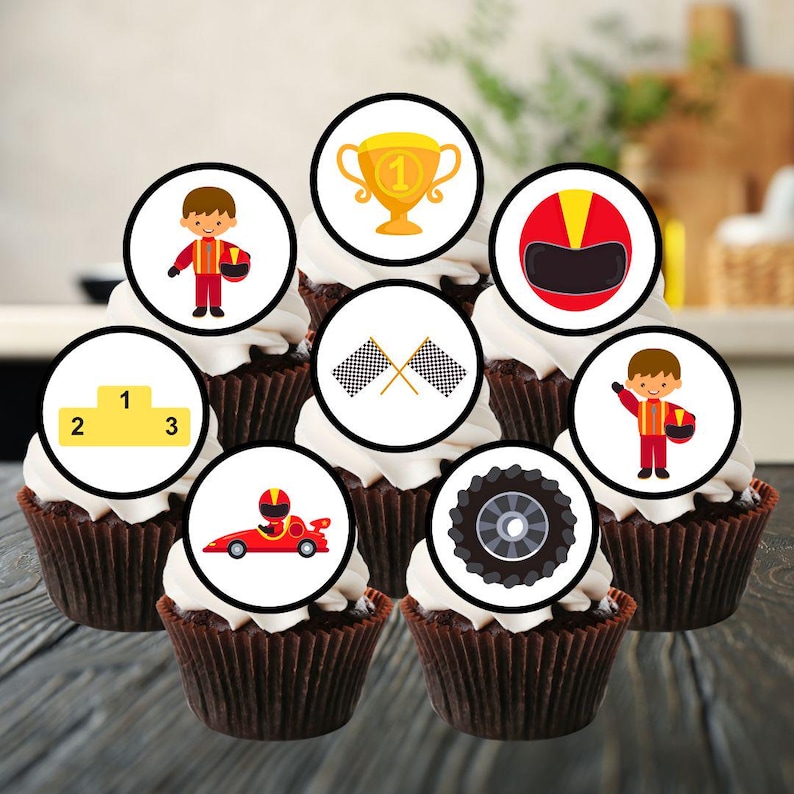 Race Cars Edible Cupcake Toppers - Car Racing Theme Cake Decorations #2 ...