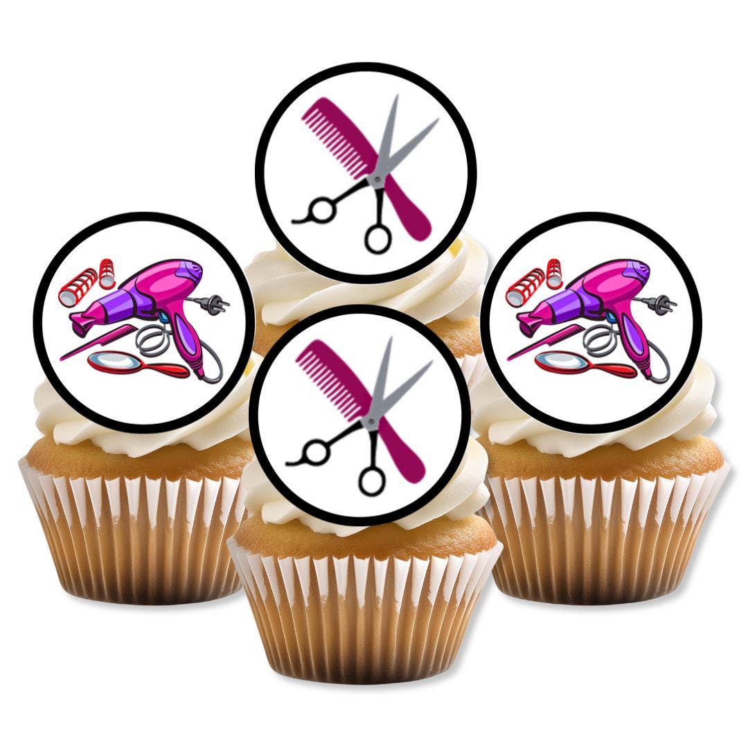 Hairdresser Edible Cupcake Toppers - Hair Salon Theme Cake Decorations ...