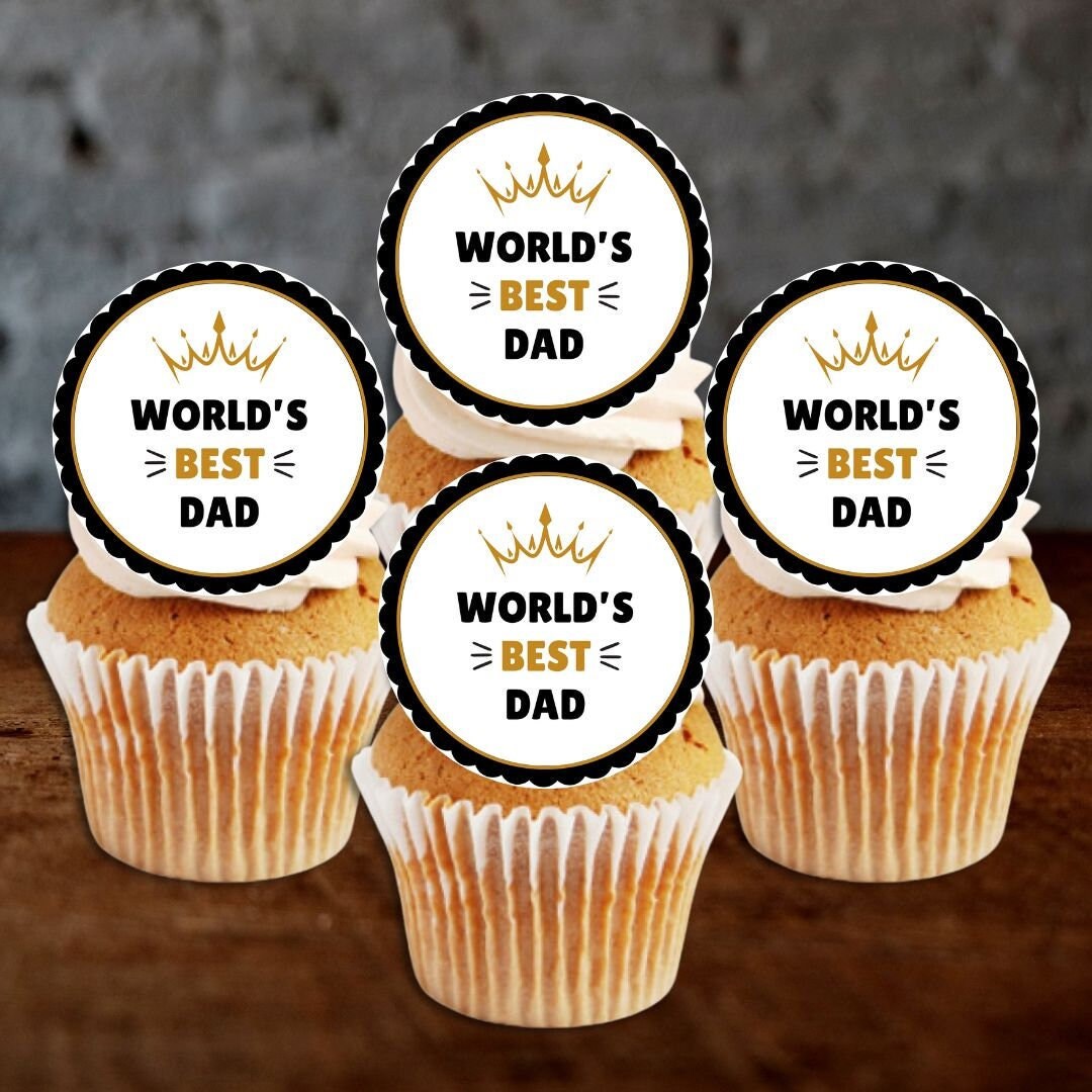 Father's Day Cupcake Toppers PRECUT Optional Theme 9, Edible Father's ...
