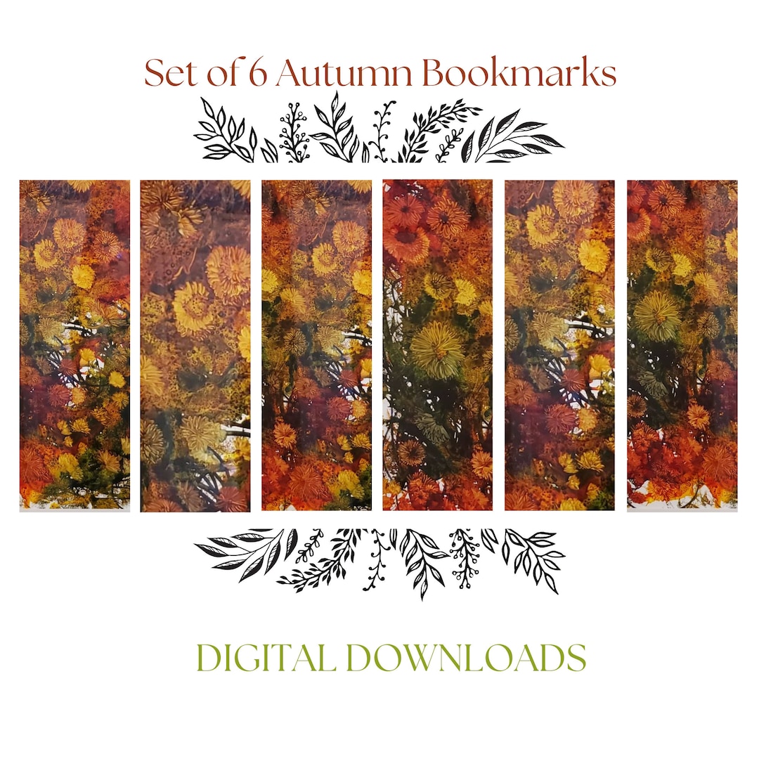 Autumn Floral Bookmarks: Original Art Prints (digital Download) - Etsy