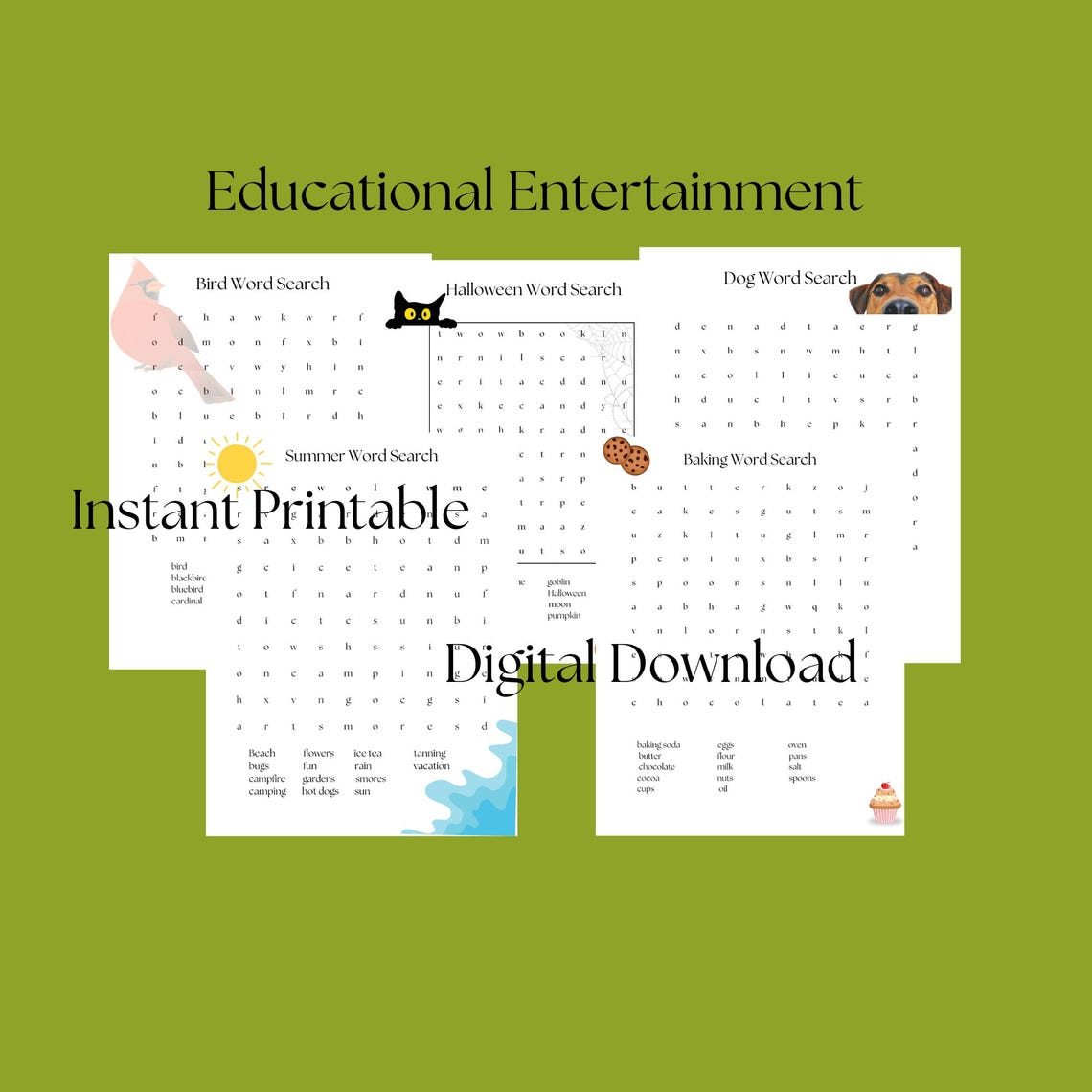 Children's Word Search Packet, Digital Download, Educational ...