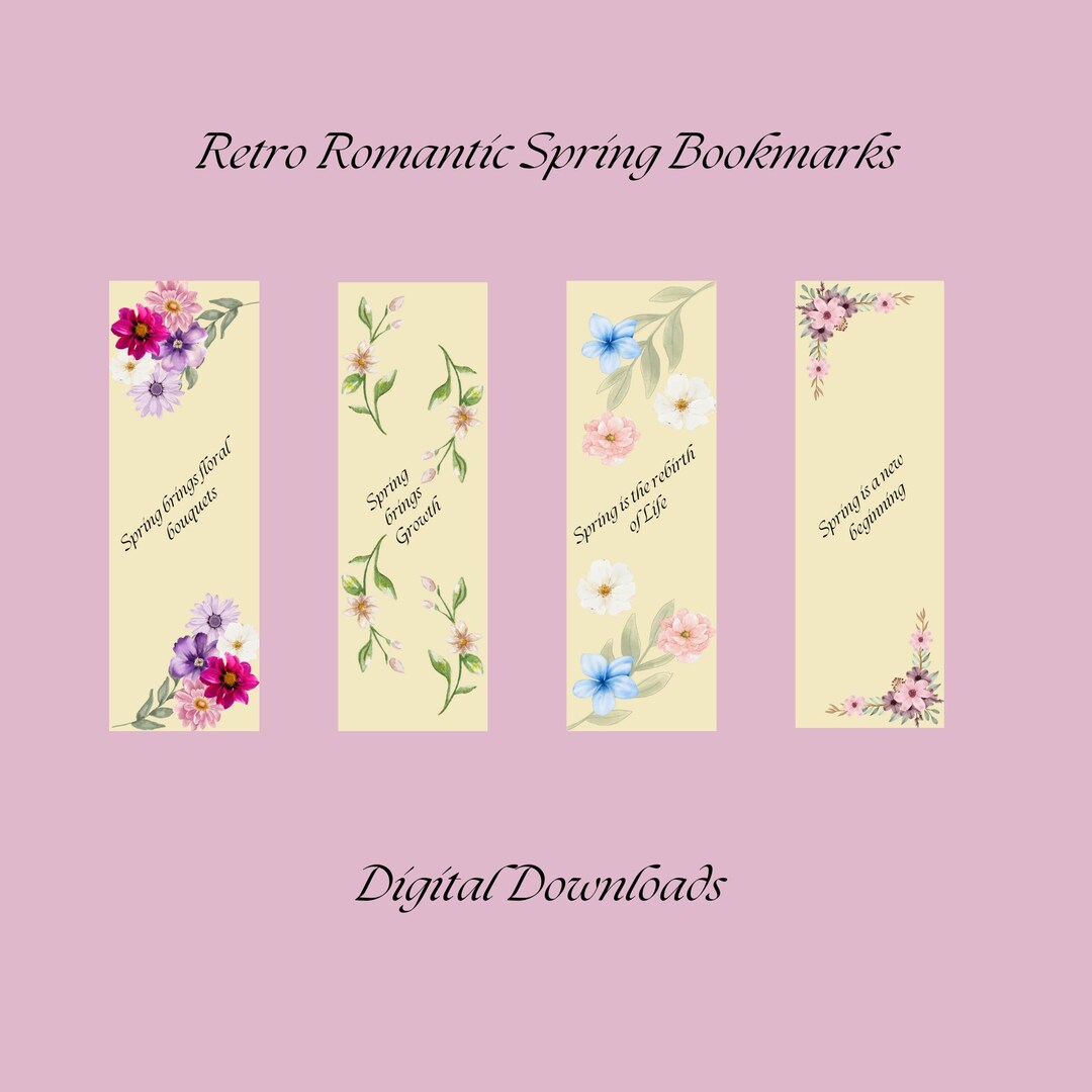 Retro Romantic Bookmarks, Retro Spring Bookmarks, Spring Bookmarks ...