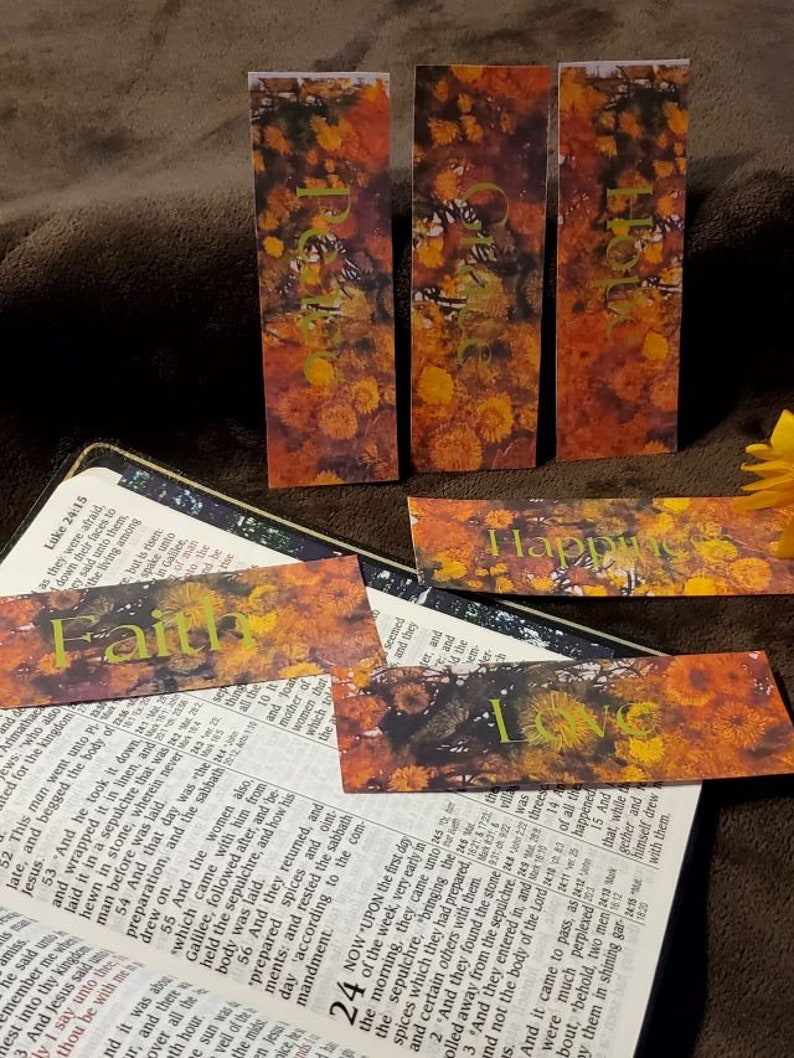 6 Inspirational Autumn Bookmarks, Faith Love Peace Happiness Grace Hope ...