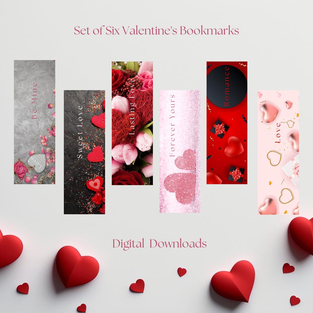 Lovely Valentines Bookmark Set - Etsy