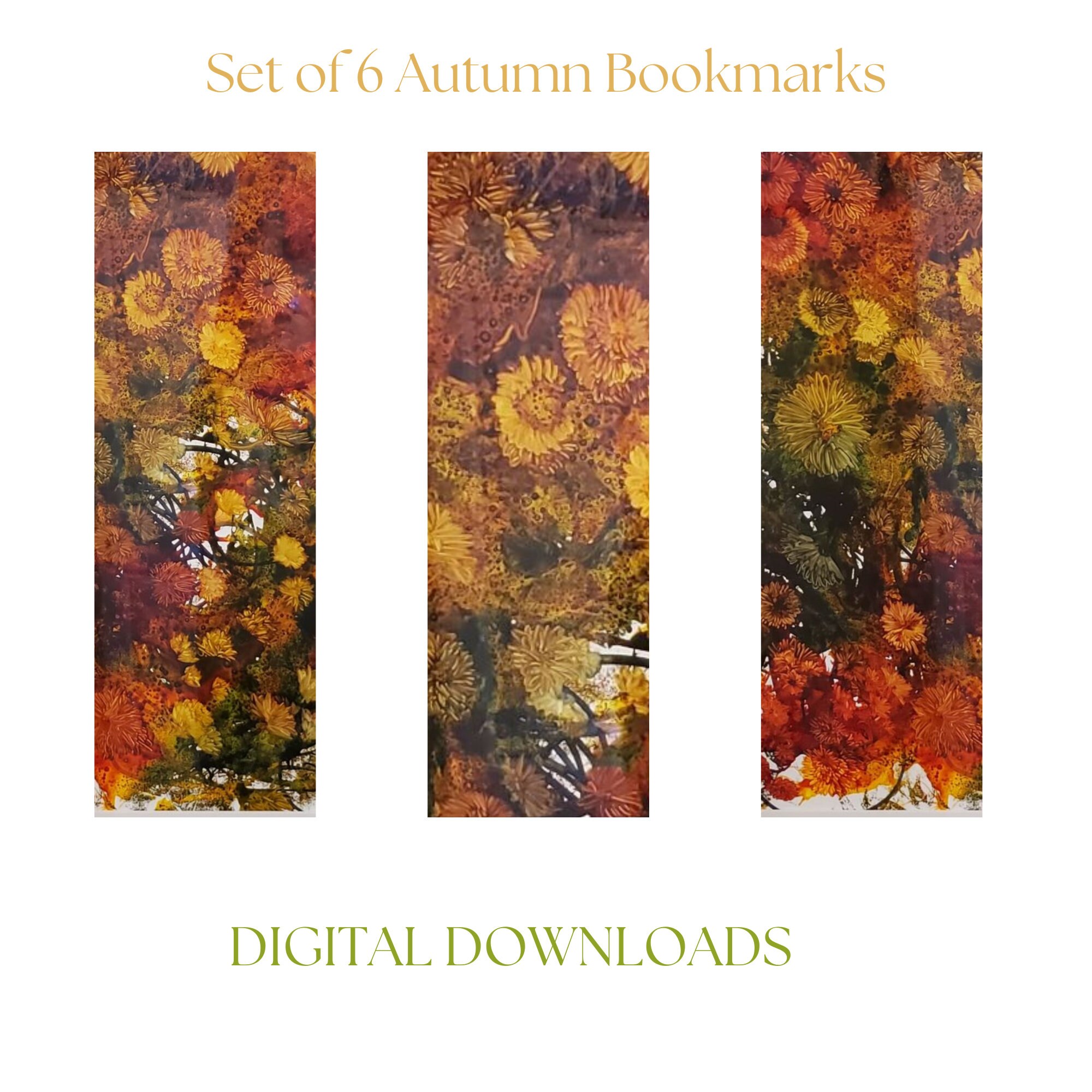 Autumn Floral Bookmarks: Original Art Prints (digital Download) - Etsy