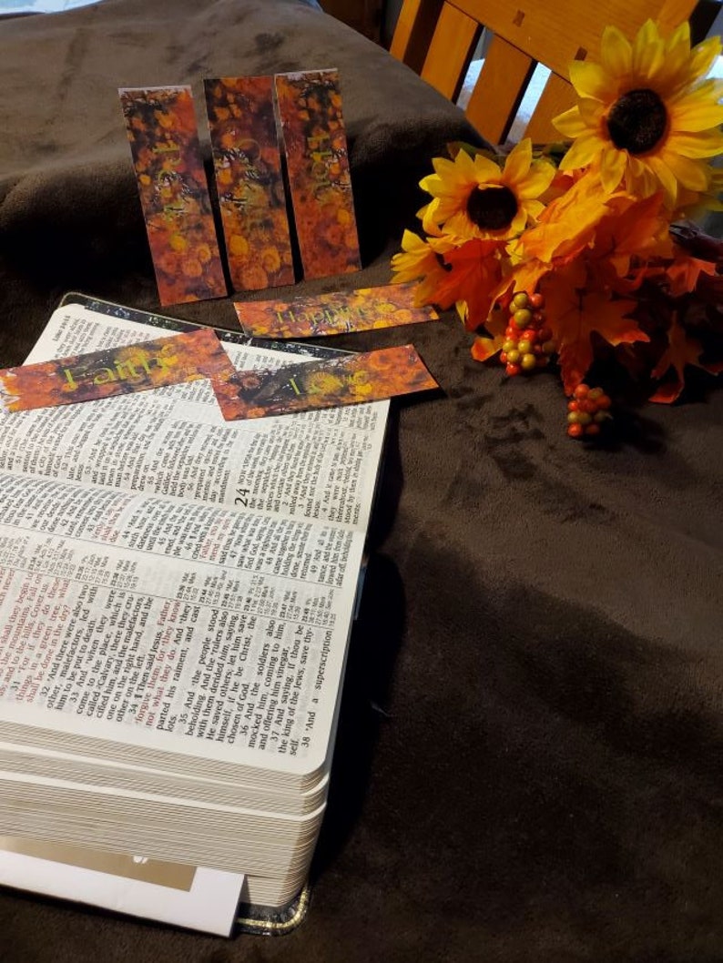 6 Inspirational Autumn Bookmarks, Faith Love Peace Happiness Grace Hope ...