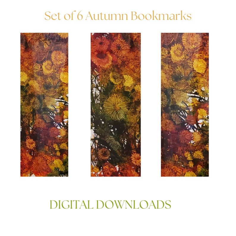 Autumn Floral Bookmarks: Original Art Prints (digital Download) - Etsy