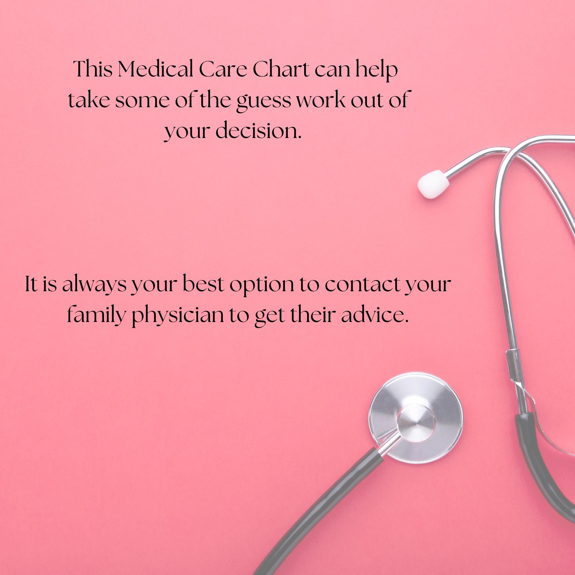 Medical Care Chart, Medical Resource, Handy for Moms, Handy for Dads ...