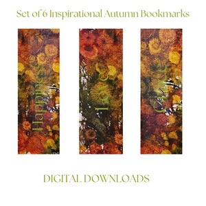 6 Inspirational Autumn Bookmarks, Faith Love Peace Happiness Grace Hope ...