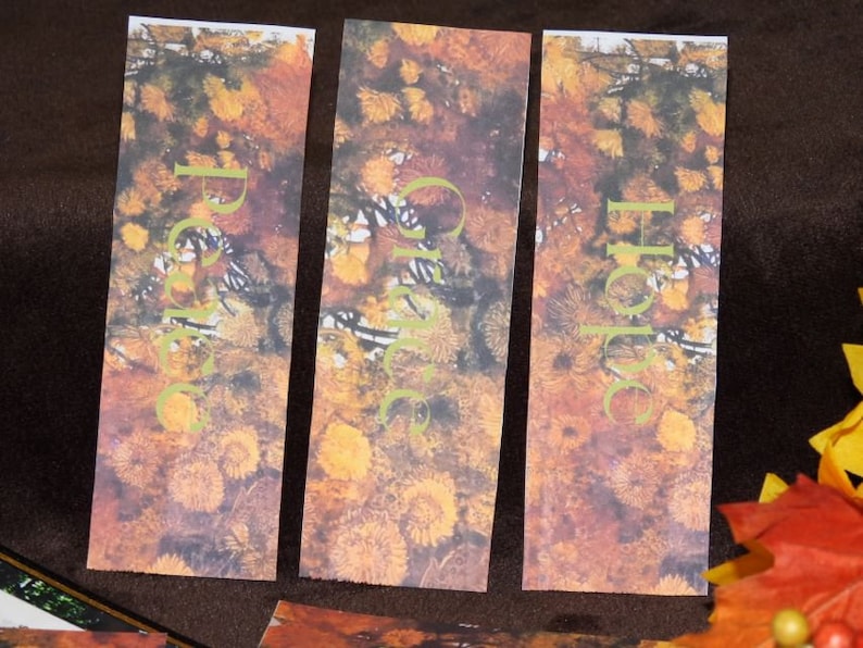 6 Inspirational Autumn Bookmarks, Faith Love Peace Happiness Grace Hope ...