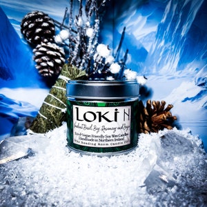 Loki- Pure Soy Wax Candle- Norse Mythology Inspires- Verdant Basil, Bay ...