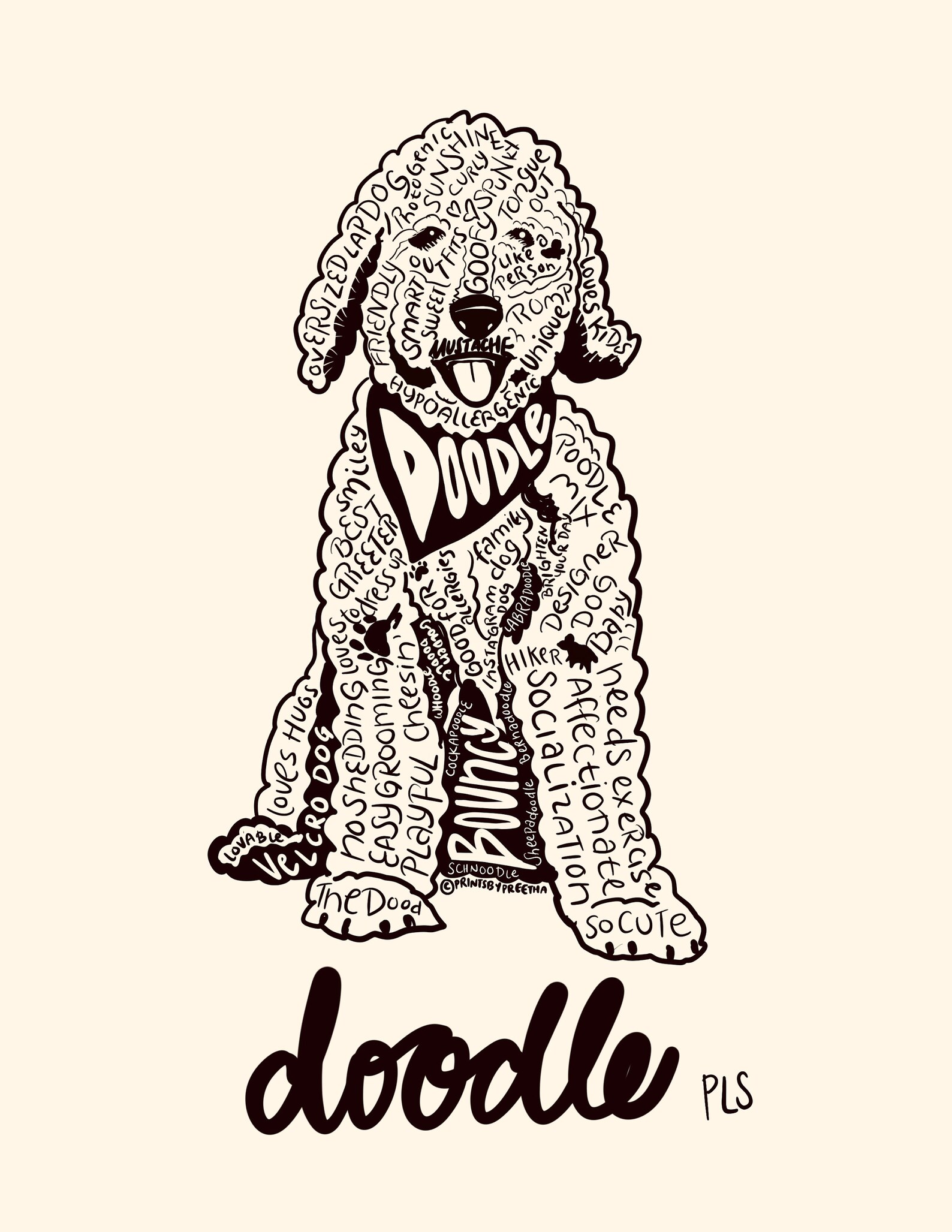 Doodle Dog Art Print Gift for Doodle Owners - Etsy