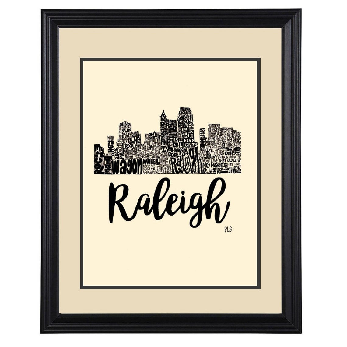 Raleigh Skyline Art Print Raleigh Wall Decor Art Done in | Etsy