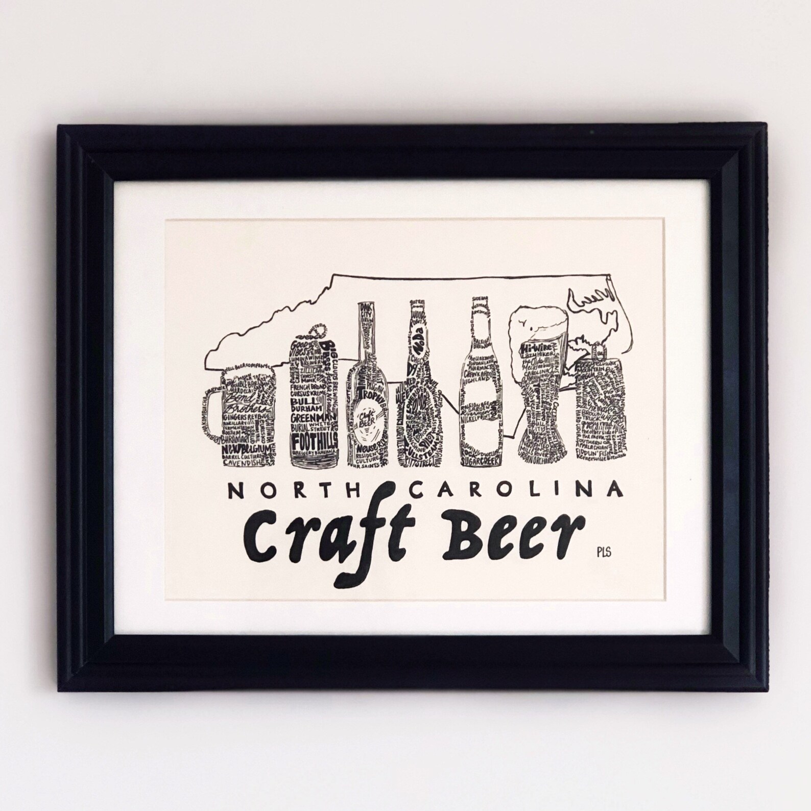 North Carolina Craft Beer Print NC Craft Beer Gift NC - Etsy