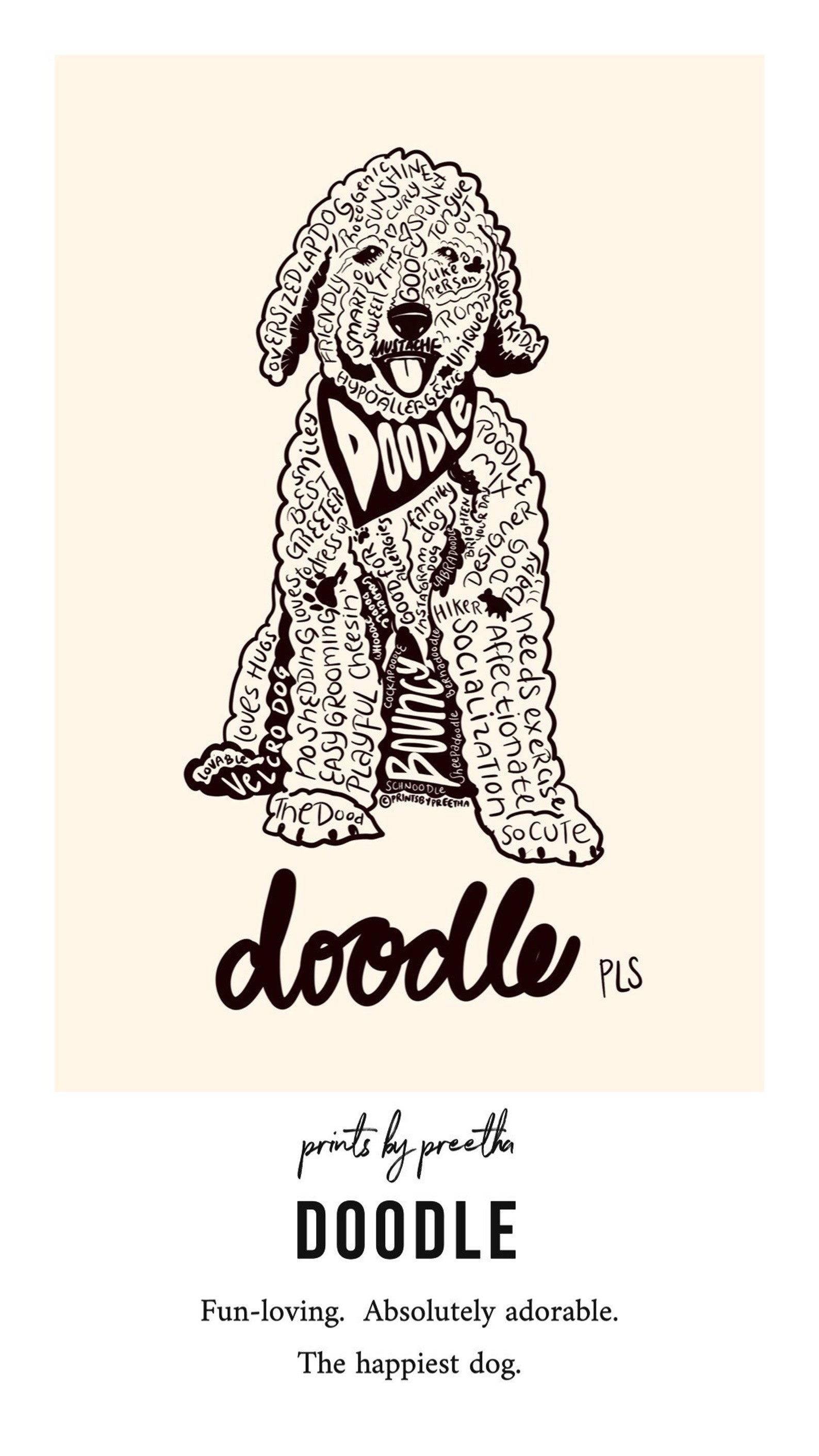 Doodle Dog Art Print Gift for Doodle Owners - Etsy
