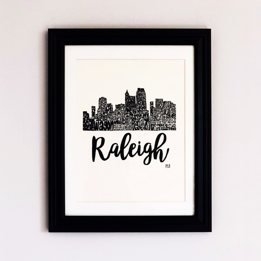 Raleigh Skyline Art Print Raleigh Wall Decor Art Done in - Etsy