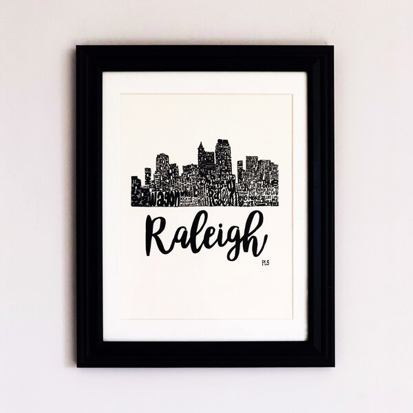 Raleigh Skyline Wall Art - Etsy