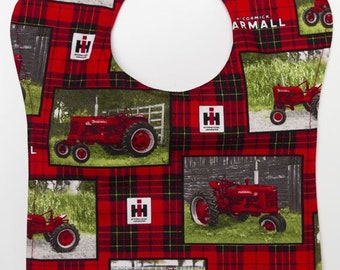 Farmall Tractor Baby Bib, Plaid - Etsy