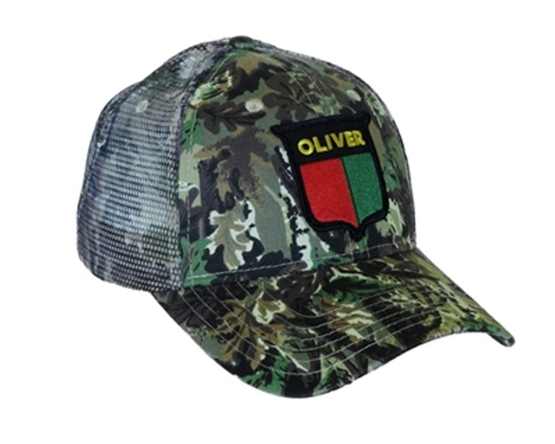 Oliver Tractor Cap Vintage Split Shield Logo Camo Hat Mesh Back Accents ...