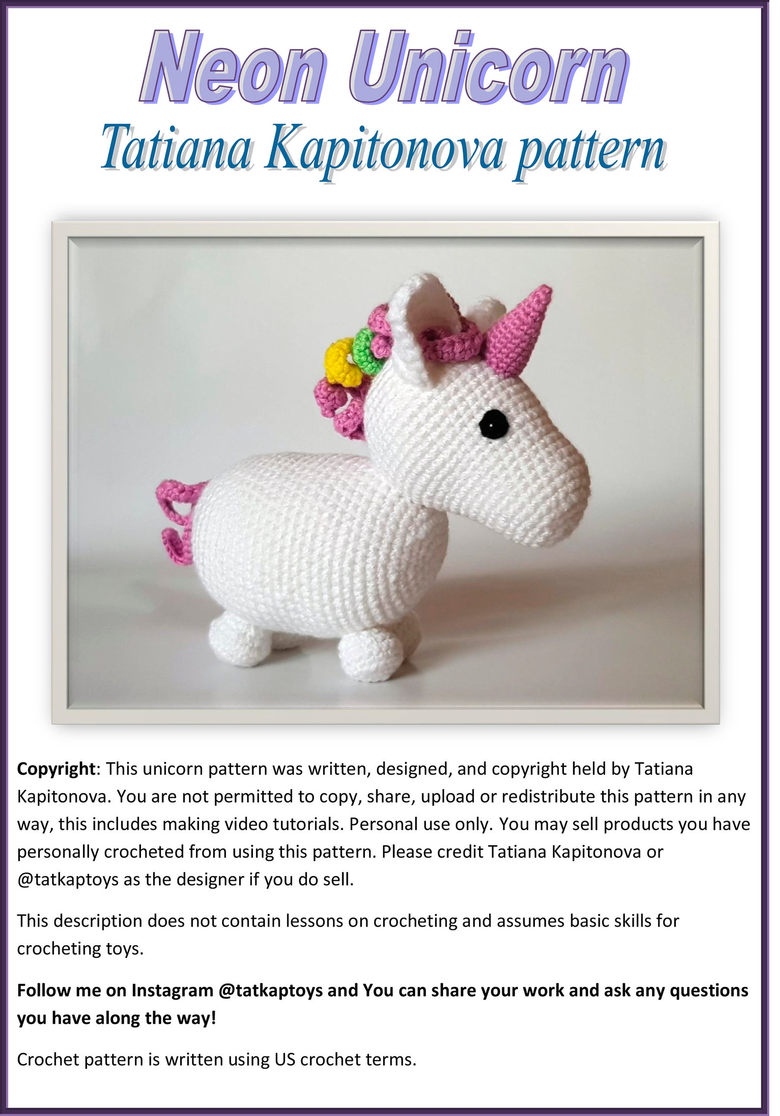 Unicorn Crochet Pattern. Adopt Me Pets Crochet Pattern. Only - Etsy