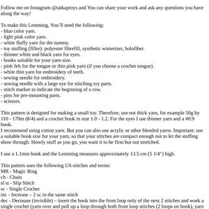 Lemming Crochet PATTERN. Only PDF File! English Language. Easy ...