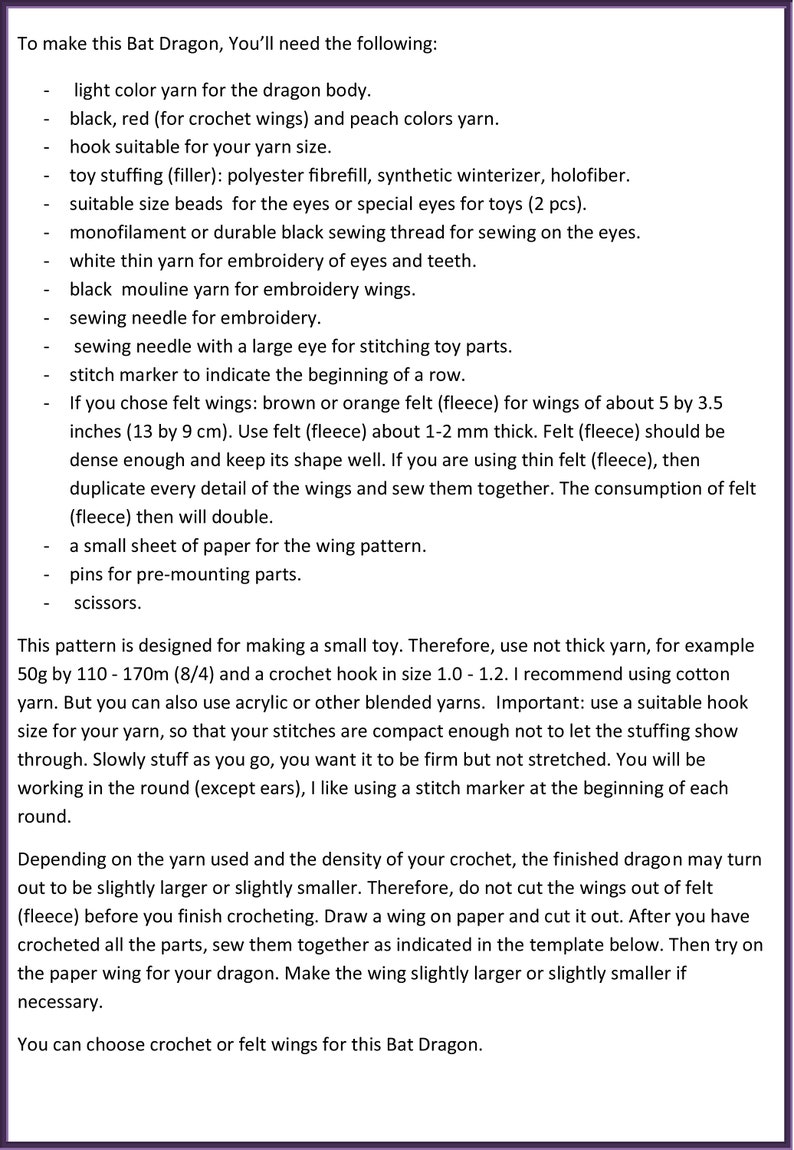 Bat Dragon Crochet PATTERN. Only PDF File English Language. | Etsy