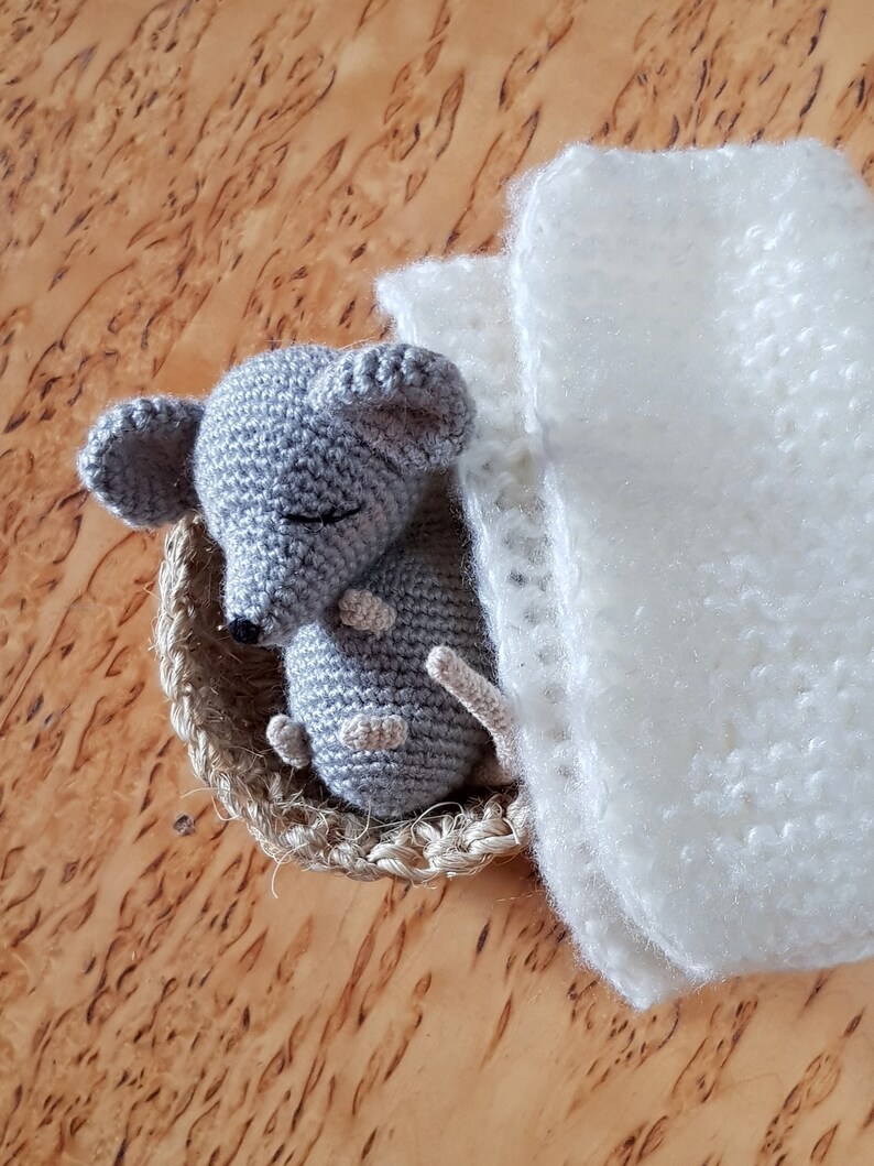 Miniature Knit Sleeping Mouse. Stuff Animal Crochet Toy. | Etsy