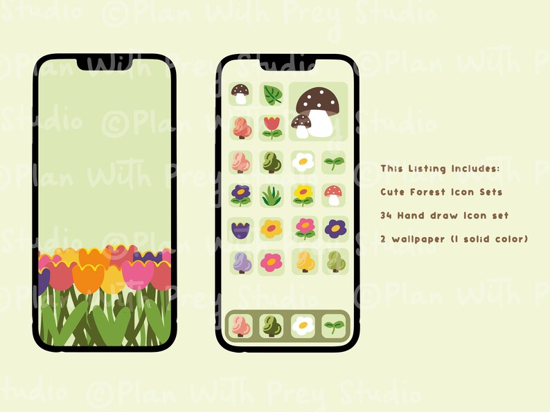 Cute Forest Hand Drawn IOS14 & Android App Icons | Home Screen Set ...