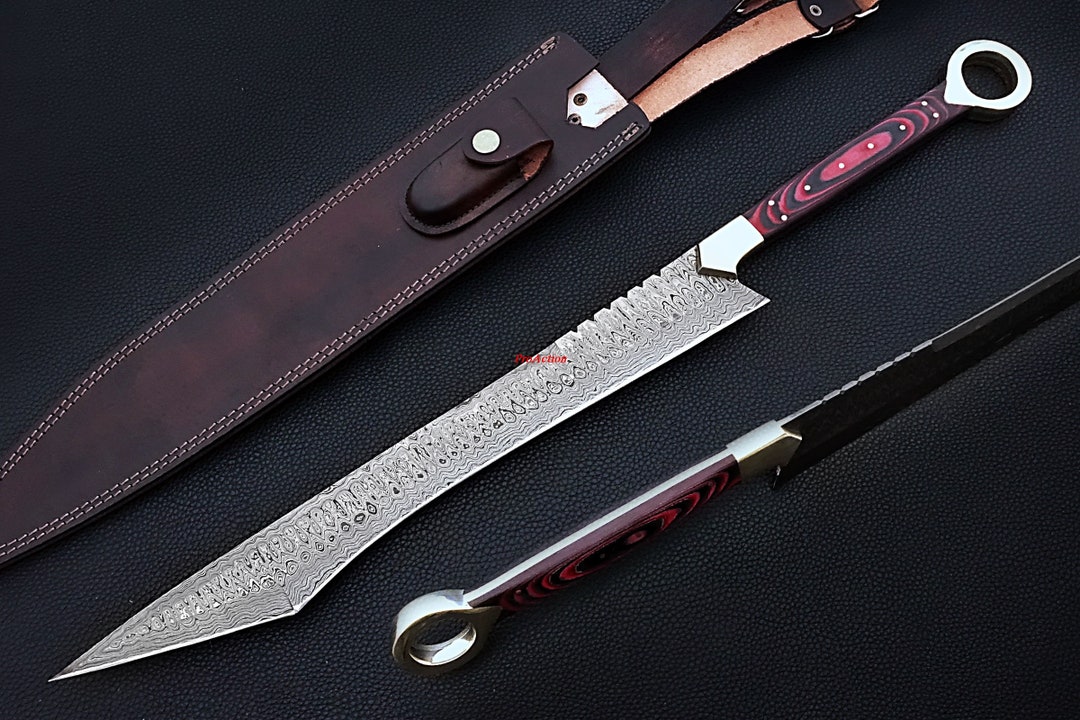 Sword Authentic Hunting Custom Made Damascus Steel Forged Master Swords ...