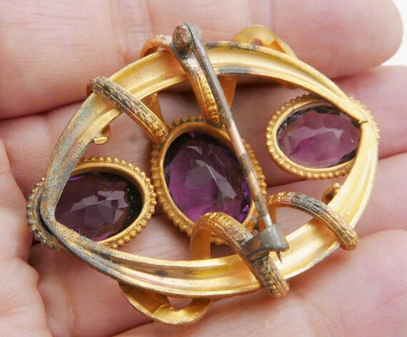 Antique Victorian Edwardian Snake Brooch Paste Amethy… - Gem