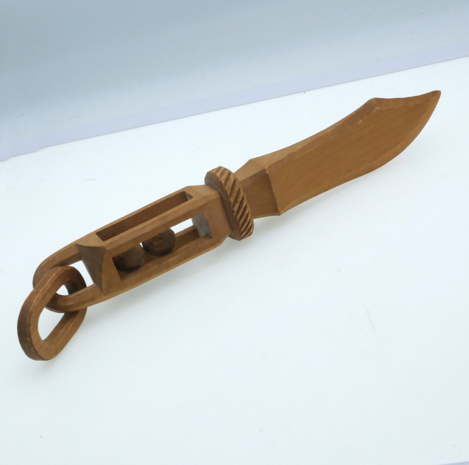 Antique Carved Wooden Folk Art Camp Knife and Chain - Etsy