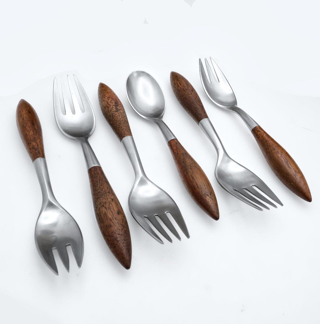 RARE 6pcs Early Dansk IHQ Wooden Pointed Handle Flatware Forks Spoon - Etsy