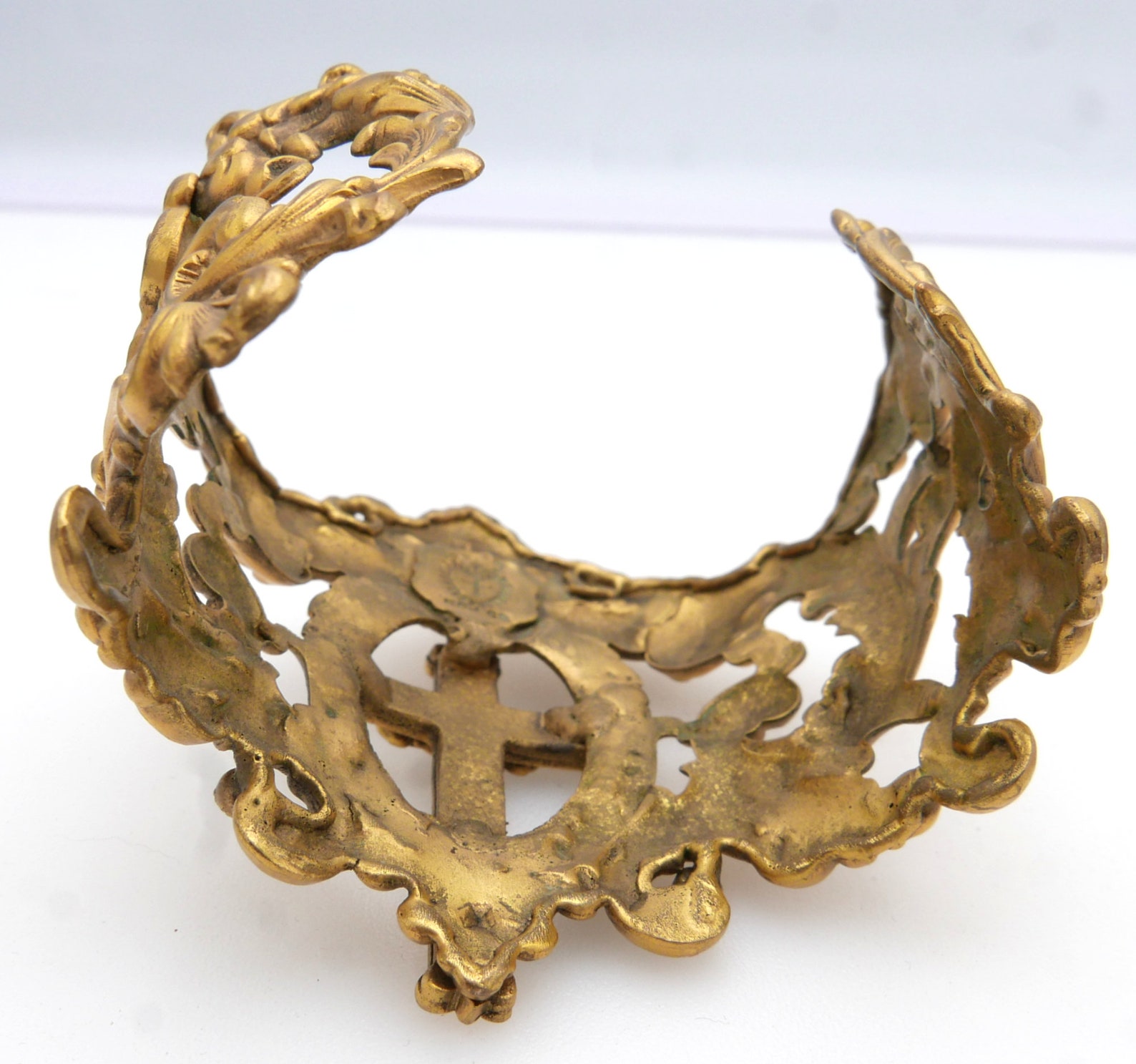 HUGE Wide Gilt Ornate Rococo Renaissance Revival Style Cuff Cross Mex ...