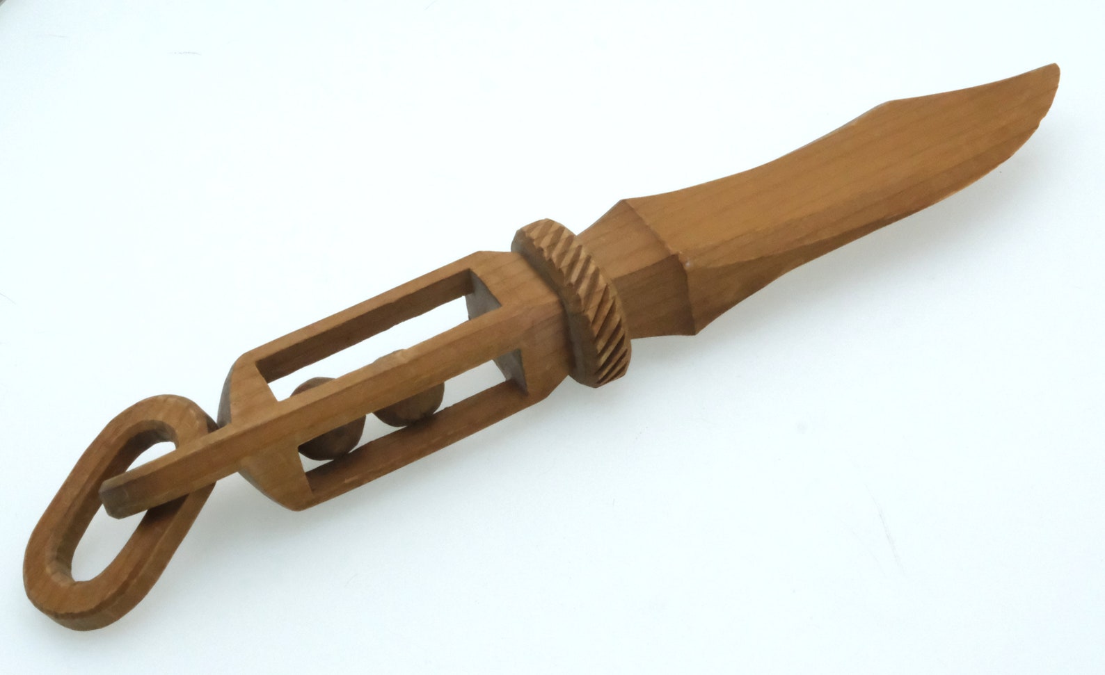 Antique Carved Wooden Folk Art Camp Knife and Chain - Etsy