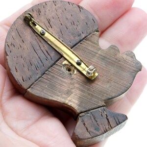 Handmade Vintage Figural Black Head Brooch Carved Wood Copper Mixed ...