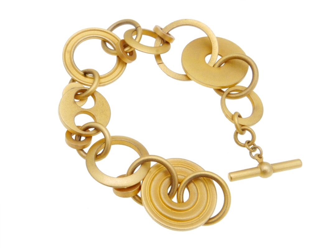 Vintage Erica Zap Geometric Gold Bracelet Charm Bracelet Circles Disks ...