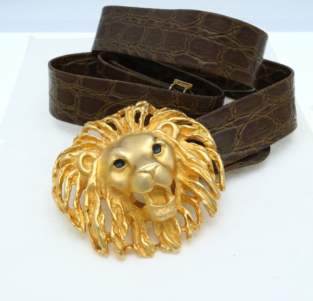 Vintage 1980s Roaring Lion Doreen Ryan Belt Buckle Gold Plated - Etsy