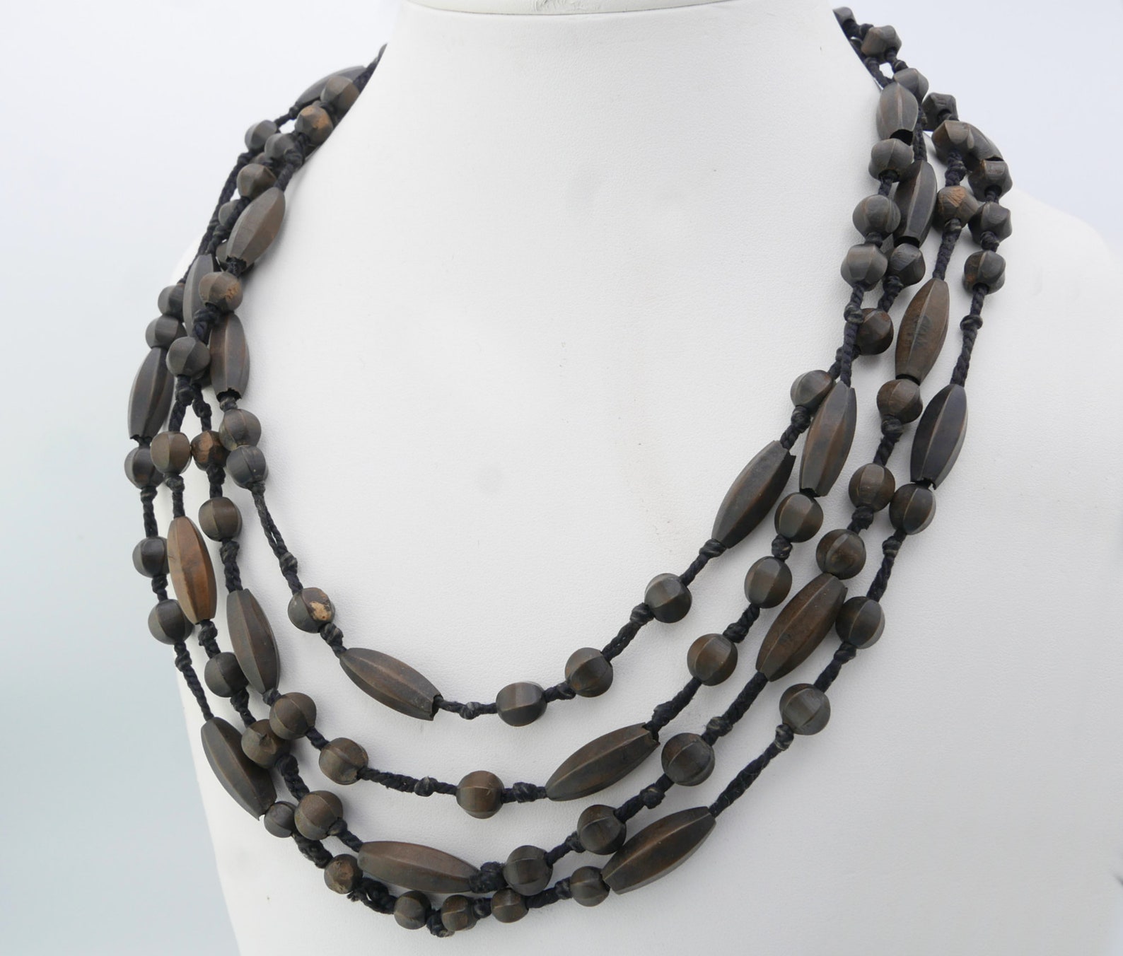 LONG Antique Victorian Vulcanite Bog Oak Beaded Chain Necklace - Etsy