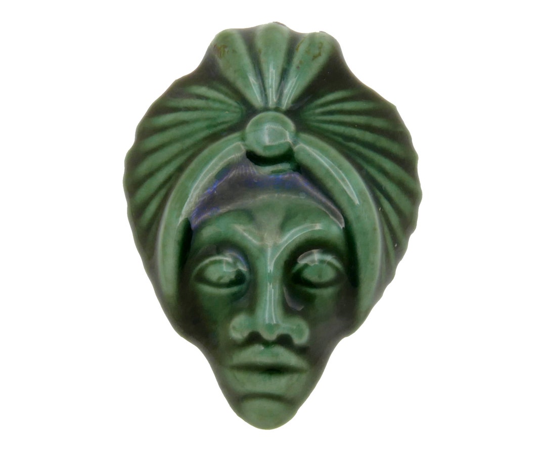 Vintage 1940s Ceramic Turban Head Artist Signed Ruth Brand Brooch Elzac ...