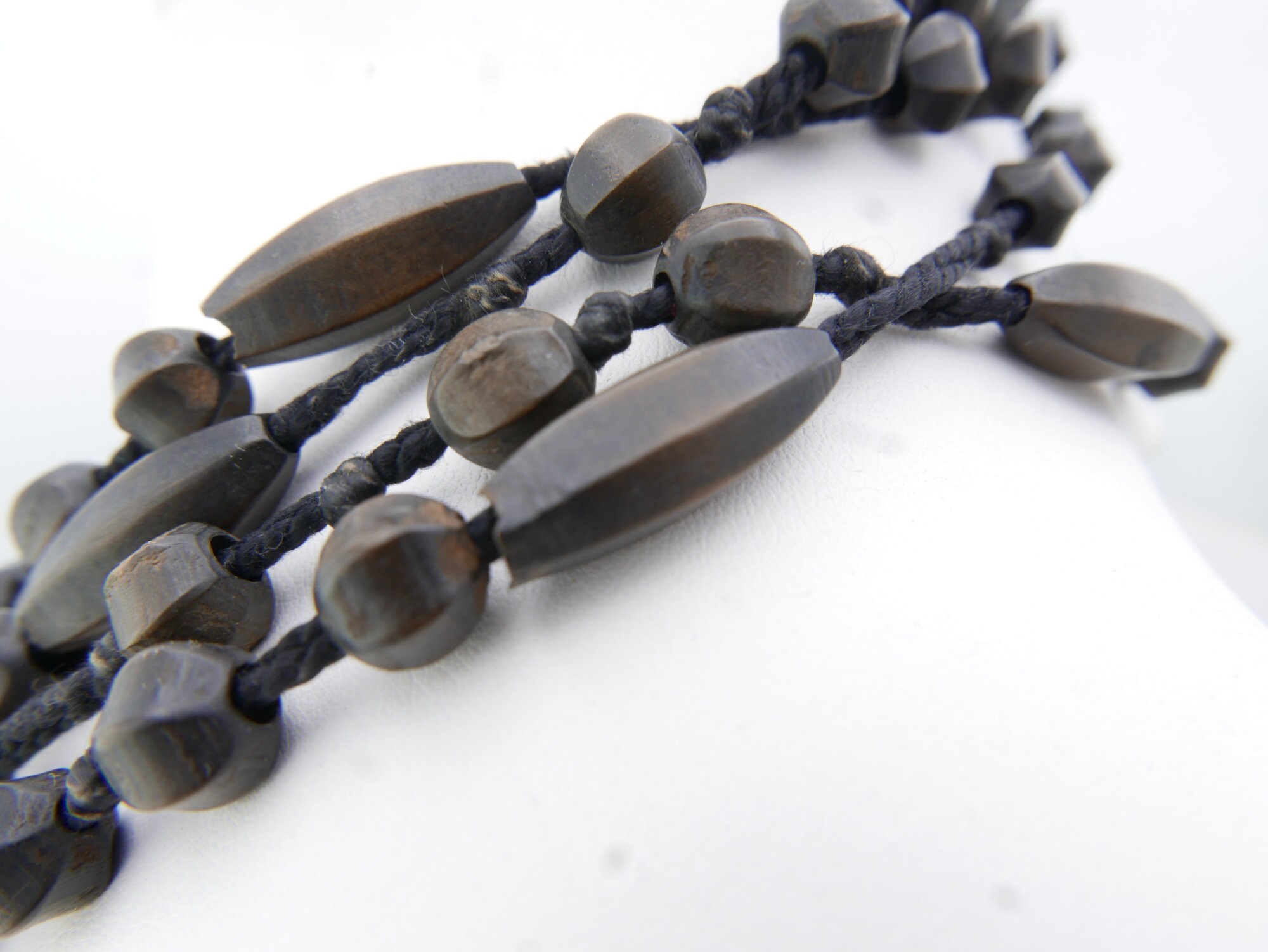 LONG Antique Victorian Vulcanite Bog Oak Beaded Chain Necklace - Etsy