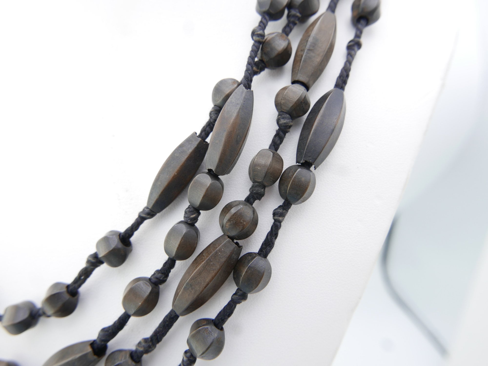 LONG Antique Victorian Vulcanite Bog Oak Beaded Chain Necklace - Etsy